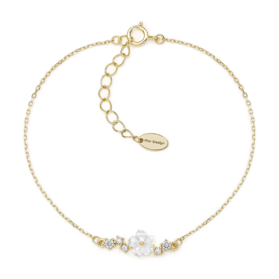 Women's Bracelet Spring Flowers Rose Gold with Zirconia Crystals and ...